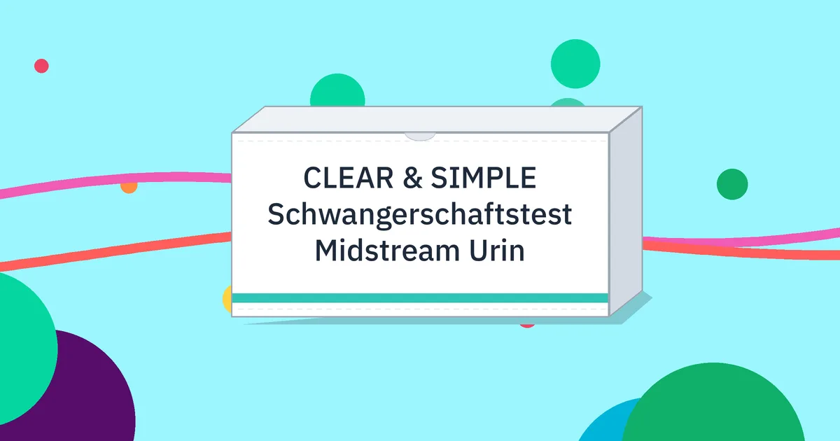 Symbolbild: Packung mit der Aufschrift CLEAR & SIMPLE Schwangerschaftstest Midstream Urin (PZN 15385023) – Verfügbarkeit und Bezug in Apotheken in Frankfurt am Main
