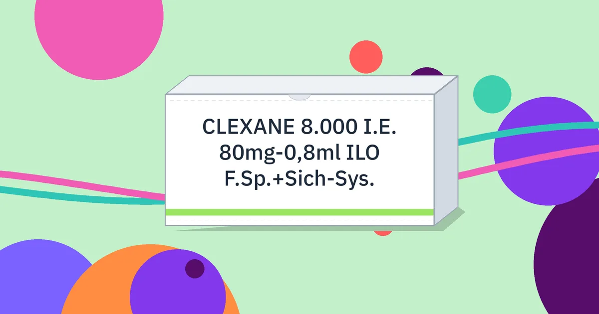 Symbolbild: Packung mit der Aufschrift CLEXANE 8.000 I.E. 80mg-0,8ml ILO F.Sp.+Sich-Sys. (PZN 15882371) – Verfügbarkeit und Bezug in Apotheken in Frankfurt am Main