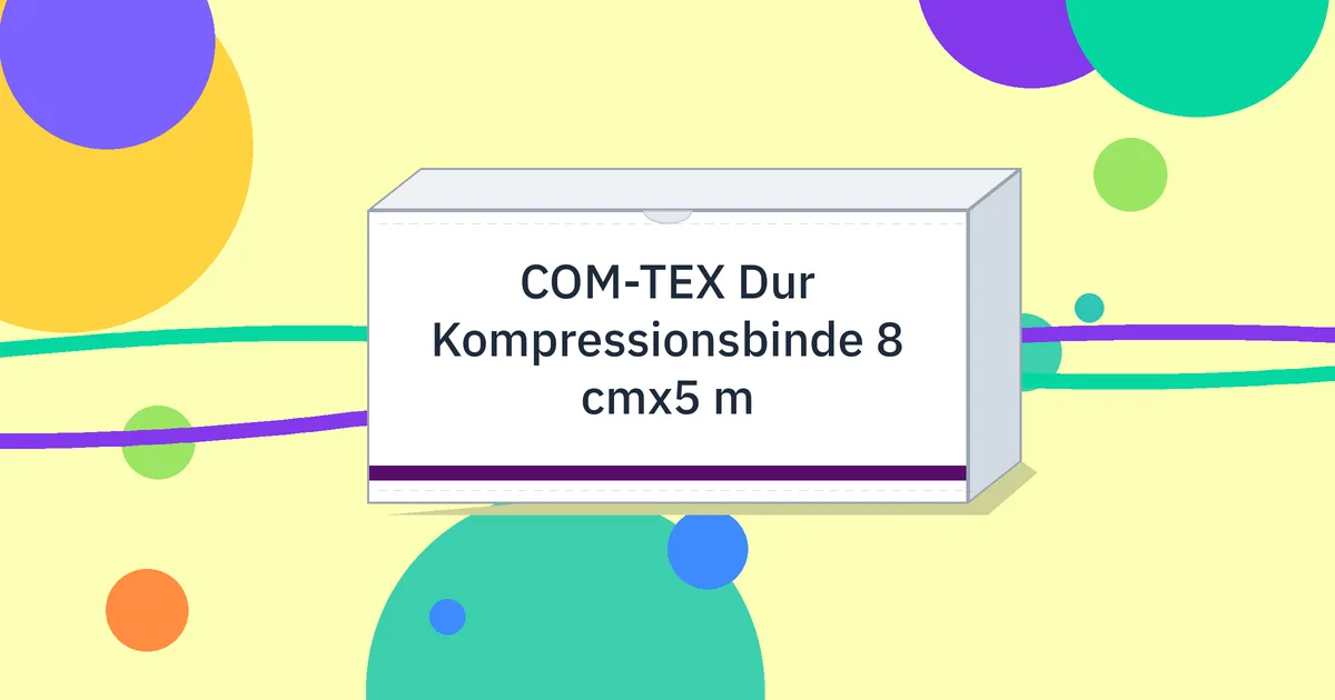Symbolbild: Packung mit der Aufschrift COM-TEX Dur Kompressionsbinde 8 cmx5 m (PZN 04722931) – Verfügbarkeit und Bezug in Apotheken in Frankfurt am Main
