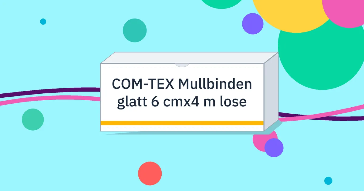 Symbolbild: Packung mit der Aufschrift COM-TEX Mullbinden glatt 6 cmx4 m lose (PZN 00028174) – Verfügbarkeit und Bezug in Apotheken in Frankfurt am Main