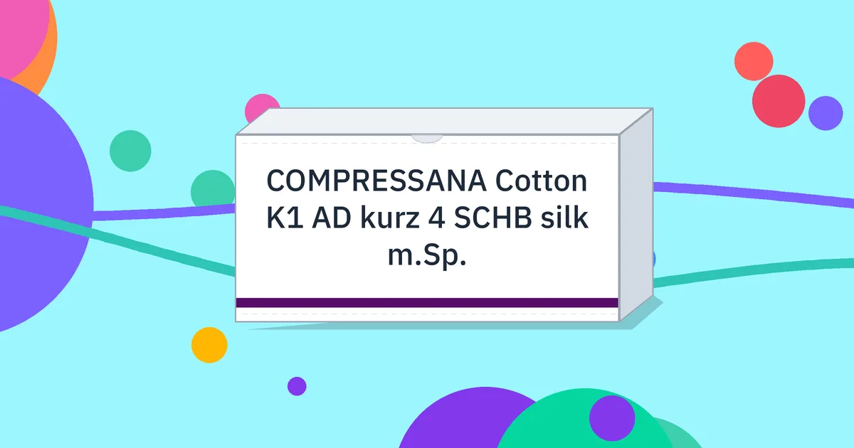Symbolbild: Packung mit der Aufschrift COMPRESSANA Cotton K1 AD kurz 4 SCHB silk m.Sp. (PZN 16959319) – Verfügbarkeit und Bezug in Apotheken in Frankfurt am Main