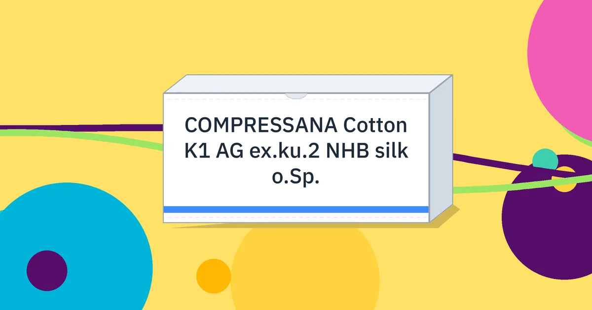 Symbolbild: Packung mit der Aufschrift COMPRESSANA Cotton K1 AG ex.ku.2 NHB silk o.Sp. (PZN 11395088) – Verfügbarkeit und Bezug in Apotheken in Frankfurt am Main