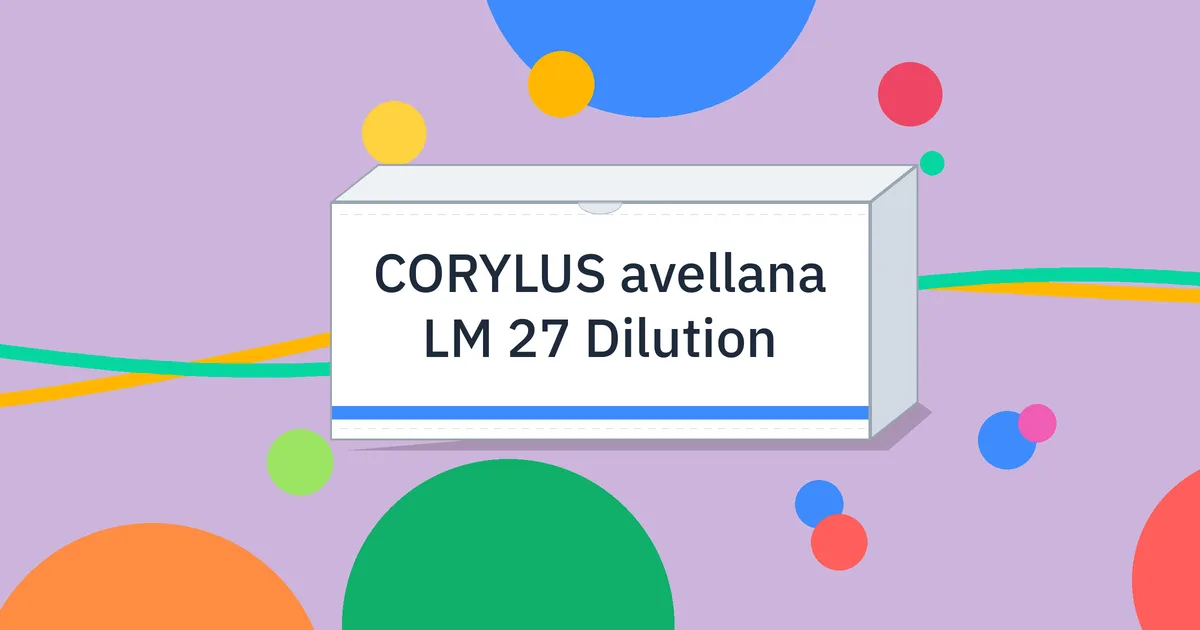 Symbolbild: Packung mit der Aufschrift CORYLUS avellana LM 27 Dilution (PZN 13454642) – Verfügbarkeit und Bezug in Apotheken in Frankfurt am Main
