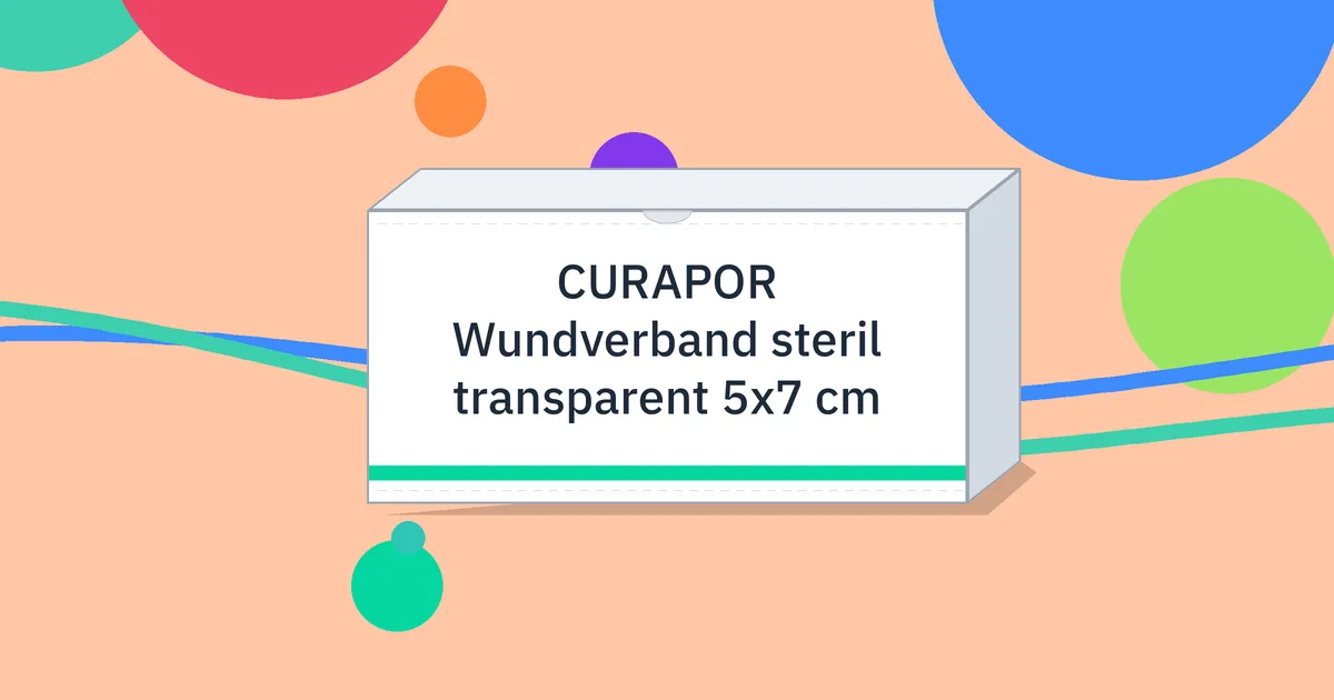 Symbolbild: Packung mit der Aufschrift CURAPOR Wundverband steril transparent 5x7 cm (PZN 13912464) – Verfügbarkeit und Bezug in Apotheken in Frankfurt am Main