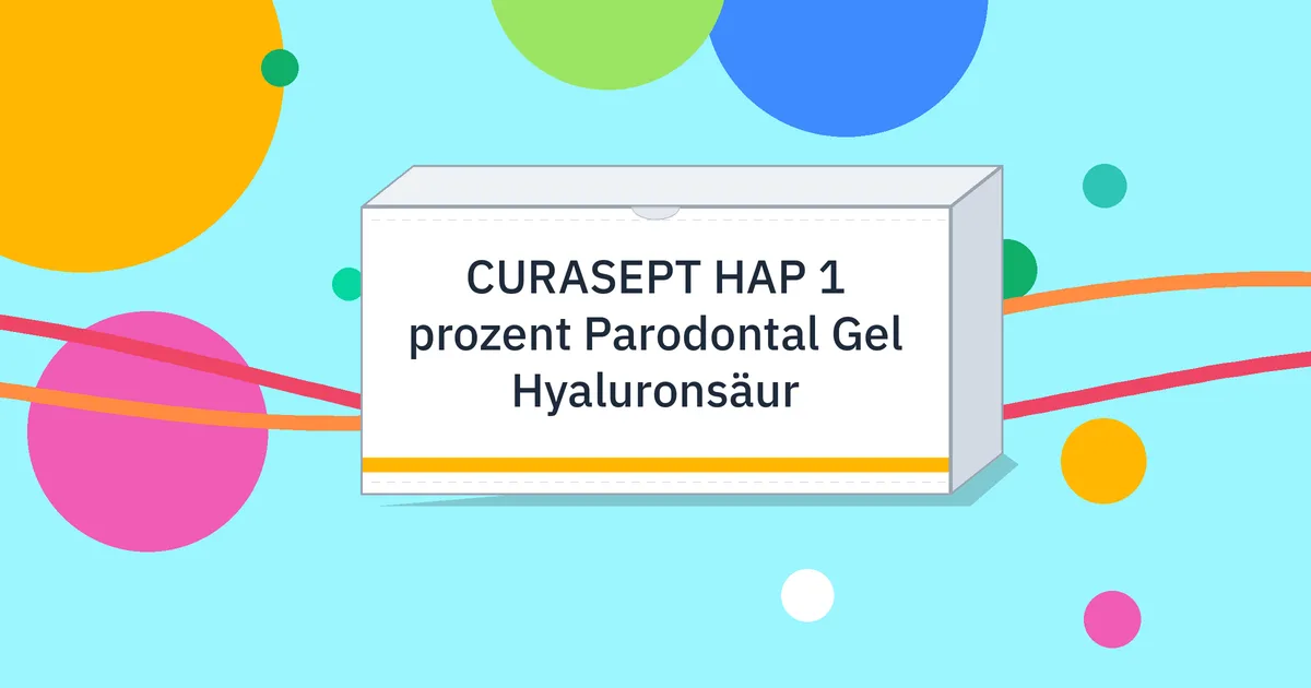 Symbolbild: Packung mit der Aufschrift CURASEPT HAP 1 prozent Parodontal Gel Hyaluronsäur (PZN 11638378) – Verfügbarkeit und Bezug in Apotheken in Frankfurt am Main