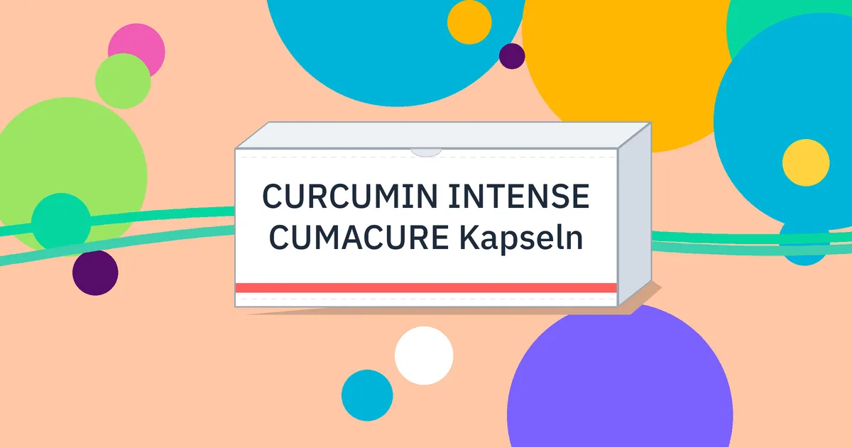 Symbolbild: Packung mit der Aufschrift CURCUMIN INTENSE CUMACURE Kapseln (PZN 16687571) – Verfügbarkeit und Bezug in Apotheken in Frankfurt am Main