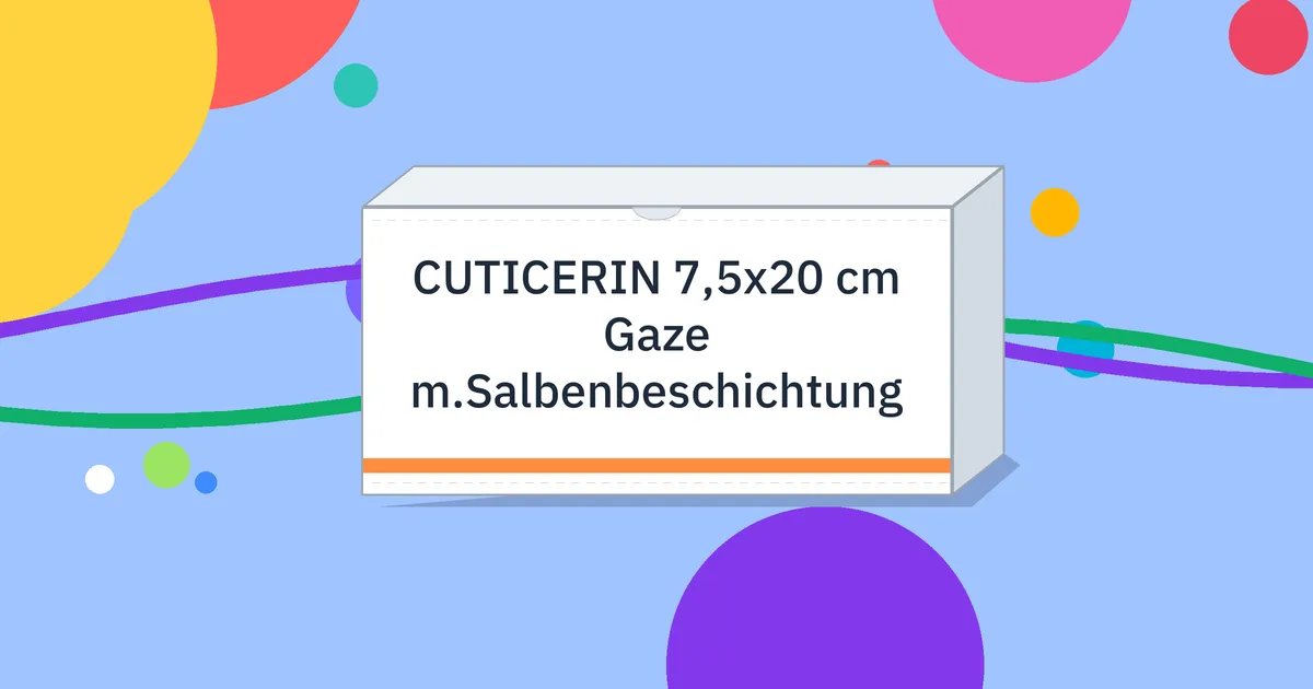 Symbolbild: Packung mit der Aufschrift CUTICERIN 7,5x20 cm Gaze m.Salbenbeschichtung (PZN 03182390) – Verfügbarkeit und Bezug in Apotheken in Frankfurt am Main