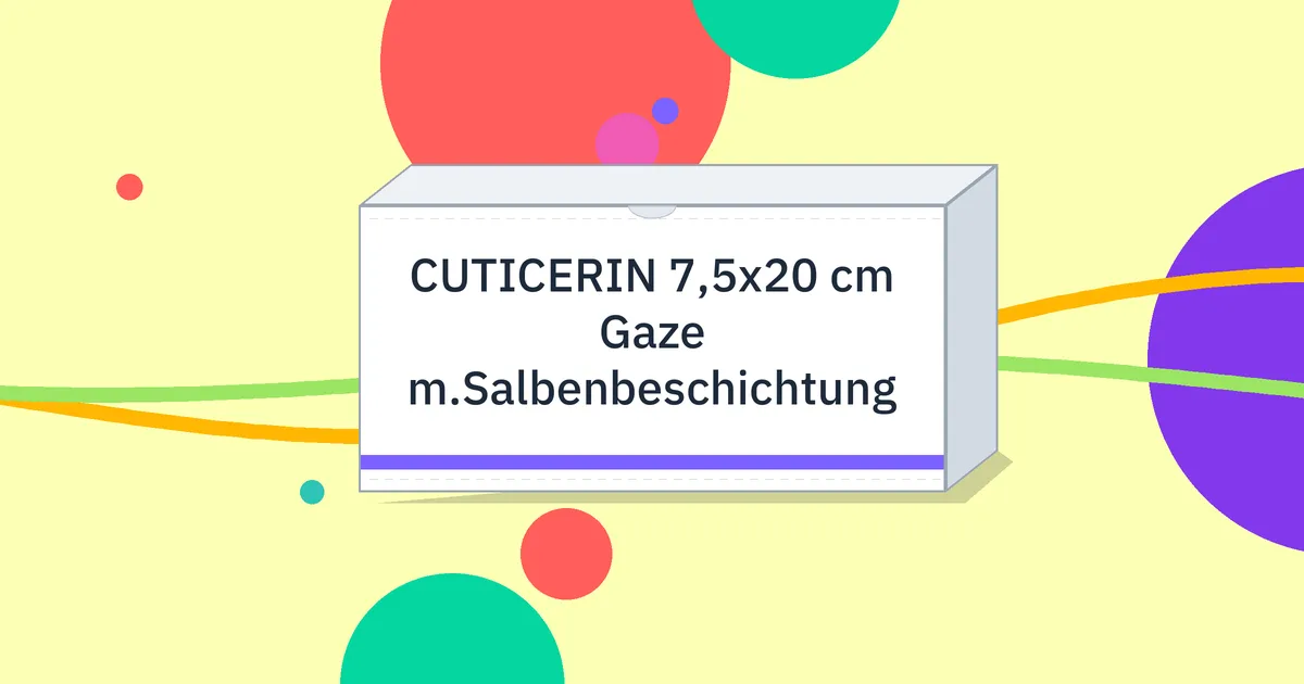 Symbolbild: Packung mit der Aufschrift CUTICERIN 7,5x20 cm Gaze m.Salbenbeschichtung (PZN 20811752) – Verfügbarkeit und Bezug in Apotheken in Frankfurt am Main