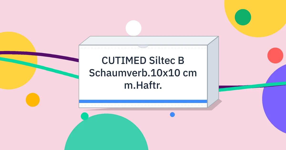 Symbolbild: Packung mit der Aufschrift CUTIMED Siltec B Schaumverb.10x10 cm m.Haftr. (PZN 20054699) – Verfügbarkeit und Bezug in Apotheken in Frankfurt am Main
