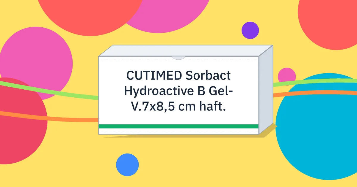 Symbolbild: Packung mit der Aufschrift CUTIMED Sorbact Hydroactive B Gel-V.7x8,5 cm haft. (PZN 18126807) – Verfügbarkeit und Bezug in Apotheken in Frankfurt am Main