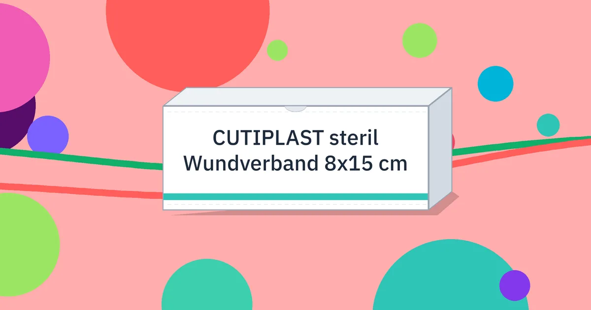 Symbolbild: Packung mit der Aufschrift CUTIPLAST steril Wundverband 8x15 cm (PZN 17381041) – Verfügbarkeit und Bezug in Apotheken in Frankfurt am Main