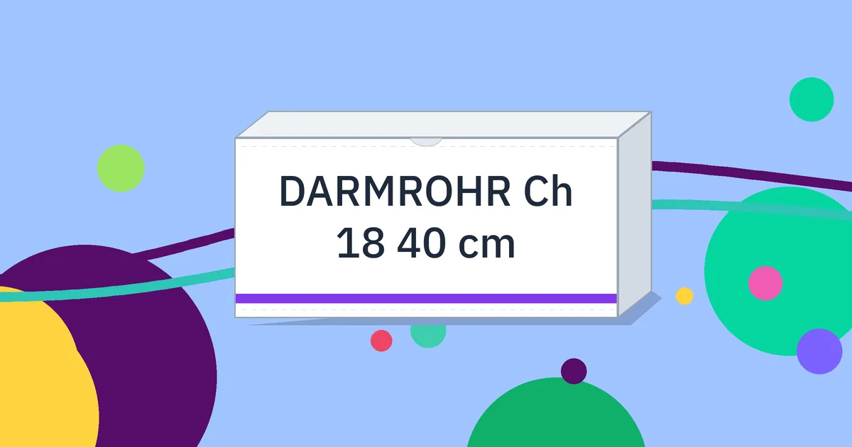 Symbolbild: Packung mit der Aufschrift DARMROHR Ch 18 40 cm (PZN 00725660) – Verfügbarkeit und Bezug in Apotheken in Frankfurt am Main