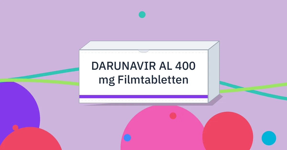 Symbolbild: Packung mit der Aufschrift DARUNAVIR AL 400 mg Filmtabletten (PZN 14407283) – Verfügbarkeit und Bezug in Apotheken in Frankfurt am Main
