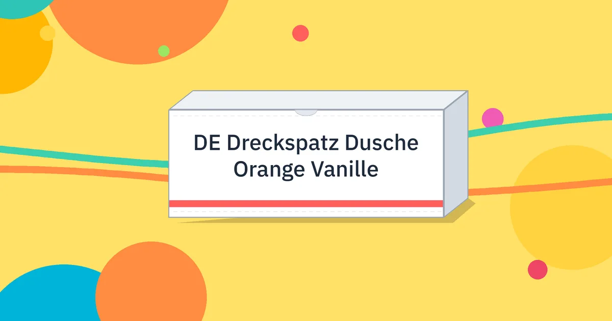 Symbolbild: Packung mit der Aufschrift DE Dreckspatz Dusche Orange Vanille (PZN 17922376) – Verfügbarkeit und Bezug in Apotheken in Frankfurt am Main