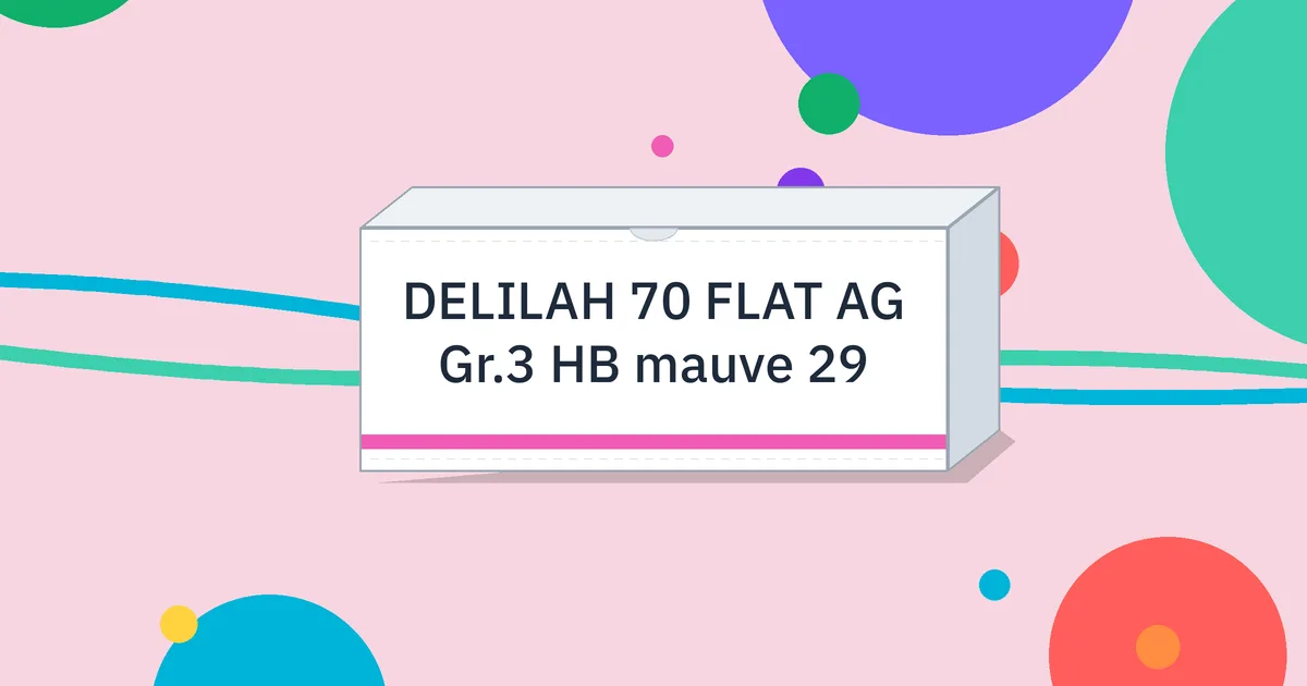 Symbolbild: Packung mit der Aufschrift DELILAH 70 FLAT AG Gr.3 HB mauve 29 (PZN 13847873) – Verfügbarkeit und Bezug in Apotheken in Frankfurt am Main