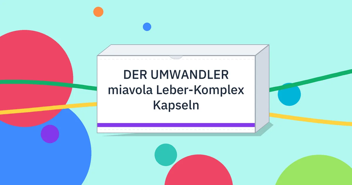 Symbolbild: Packung mit der Aufschrift DER UMWANDLER miavola Leber-Komplex Kapseln (PZN 20938808) – Verfügbarkeit und Bezug in Apotheken in Frankfurt am Main