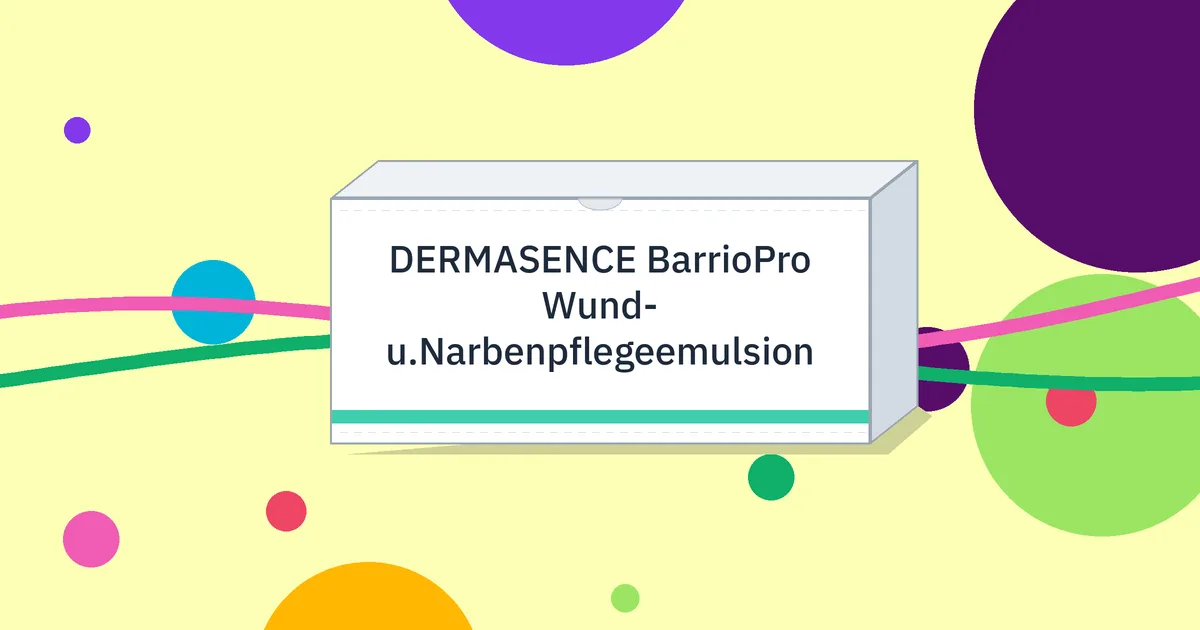 Symbolbild: Packung mit der Aufschrift DERMASENCE BarrioPro Wund- u.Narbenpflegeemulsion (PZN 10789106) – Verfügbarkeit und Bezug in Apotheken in Frankfurt am Main