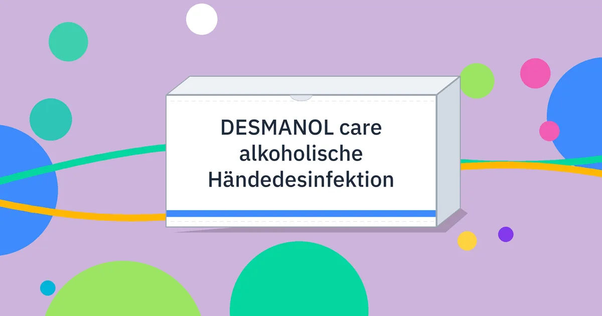 Symbolbild: Packung mit der Aufschrift DESMANOL care alkoholische Händedesinfektion (PZN 12427815) – Verfügbarkeit und Bezug in Apotheken in Frankfurt am Main