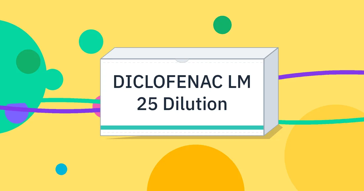 Symbolbild: Packung mit der Aufschrift DICLOFENAC LM 25 Dilution (PZN 12841443) – Verfügbarkeit und Bezug in Apotheken in Frankfurt am Main