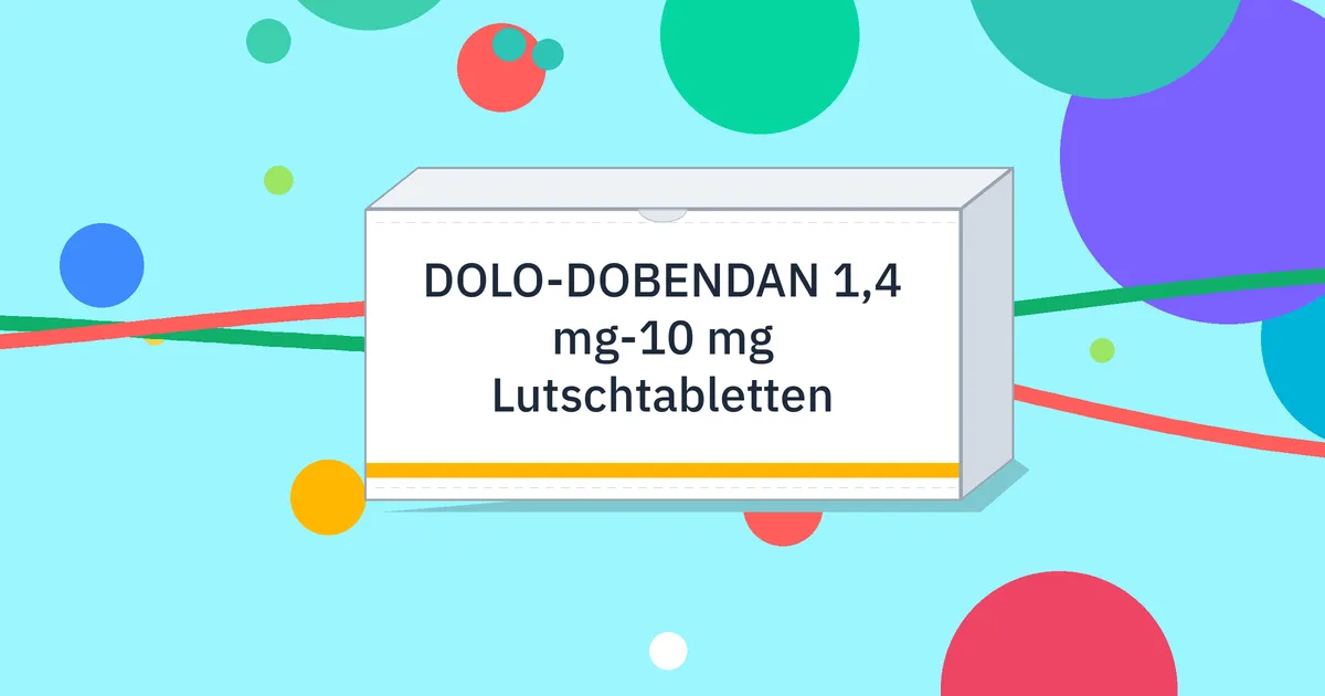 Symbolbild: Packung mit der Aufschrift DOLO-DOBENDAN 1,4 mg-10 mg Lutschtabletten (PZN 06865787) – Verfügbarkeit und Bezug in Apotheken in Frankfurt am Main