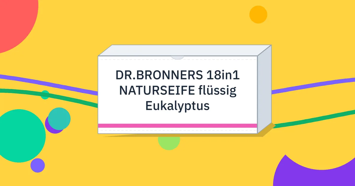 Symbolbild: Packung mit der Aufschrift DR.BRONNERS 18in1 NATURSEIFE flüssig Eukalyptus (PZN 19241261) – Verfügbarkeit und Bezug in Apotheken in Frankfurt am Main