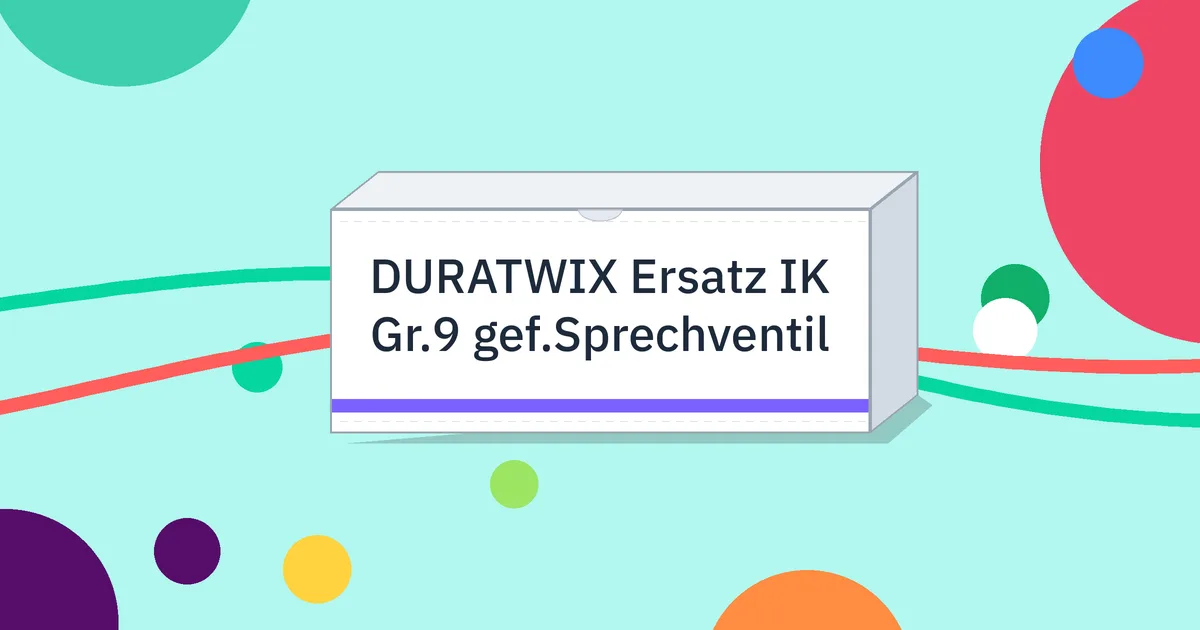 Symbolbild: Packung mit der Aufschrift DURATWIX Ersatz IK Gr.9 gef.Sprechventil (PZN 06983328) – Verfügbarkeit und Bezug in Apotheken in Frankfurt am Main