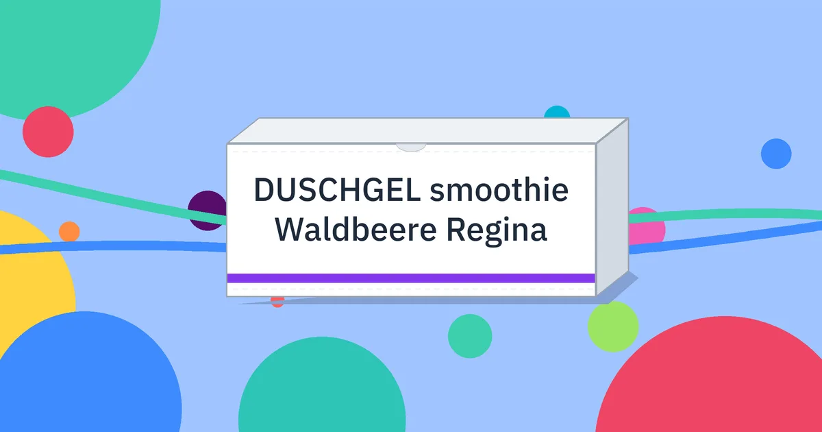 Symbolbild: Packung mit der Aufschrift DUSCHGEL smoothie Waldbeere Regina (PZN 15422209) – Verfügbarkeit und Bezug in Apotheken in Frankfurt am Main