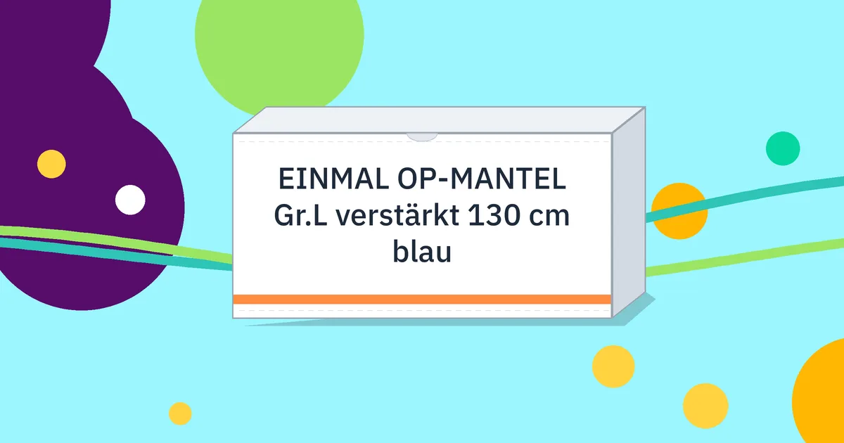 Symbolbild: Packung mit der Aufschrift EINMAL OP-MANTEL Gr.L verstärkt 130 cm blau (PZN 10406513) – Verfügbarkeit und Bezug in Apotheken in Frankfurt am Main