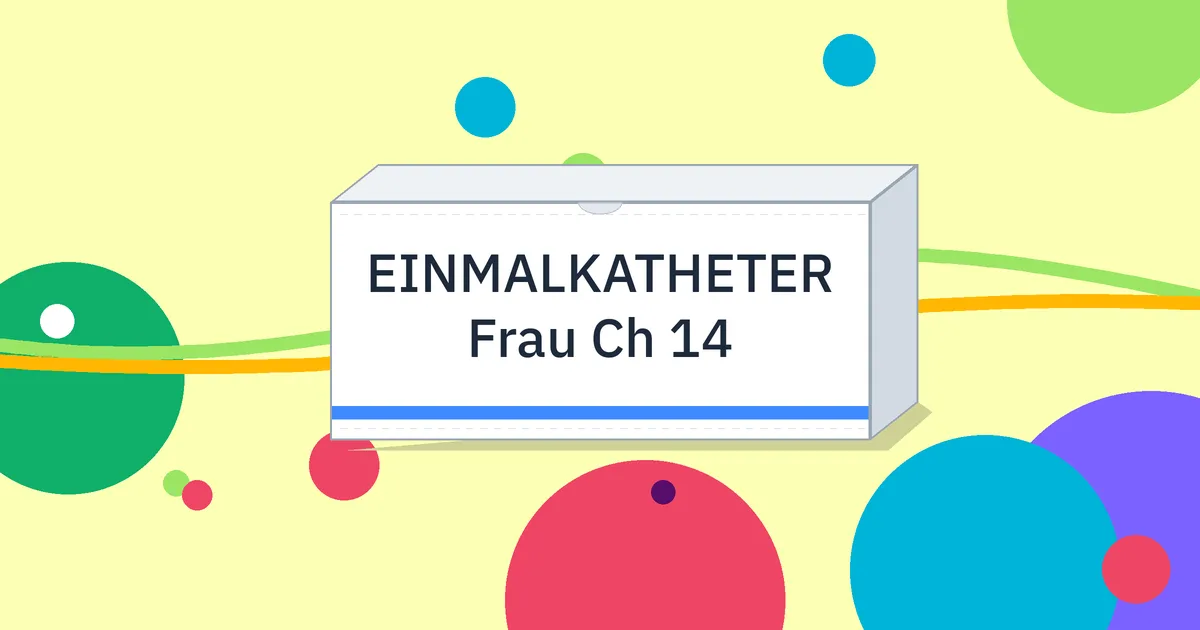 Symbolbild: Packung mit der Aufschrift EINMALKATHETER Frau Ch 14 (PZN 04476076) – Verfügbarkeit und Bezug in Apotheken in Frankfurt am Main