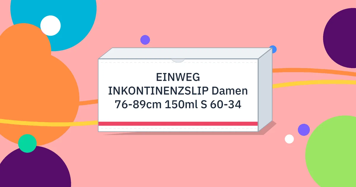 Symbolbild: Packung mit der Aufschrift EINWEG INKONTINENZSLIP Damen 76-89cm 150ml S 60-34 (PZN 14200145) – Verfügbarkeit und Bezug in Apotheken in Frankfurt am Main