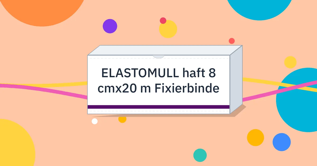Symbolbild: Packung mit der Aufschrift ELASTOMULL haft 8 cmx20 m Fixierbinde (PZN 06618468) – Verfügbarkeit und Bezug in Apotheken in Frankfurt am Main