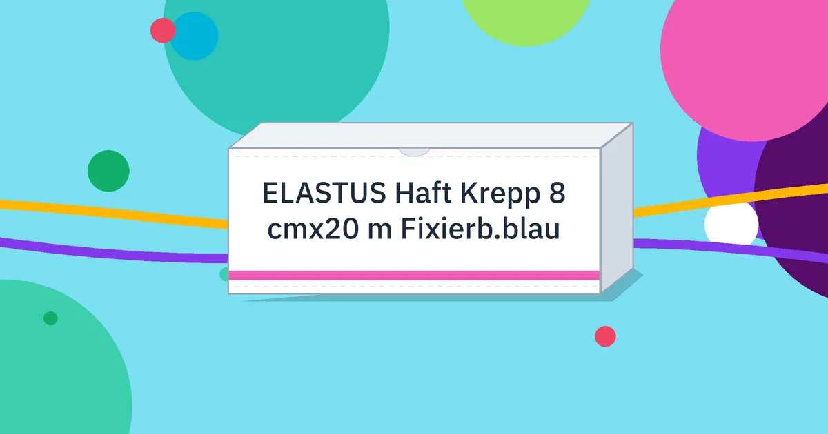 Symbolbild: Packung mit der Aufschrift ELASTUS Haft Krepp 8 cmx20 m Fixierb.blau (PZN 02741858) – Verfügbarkeit und Bezug in Apotheken in Frankfurt am Main