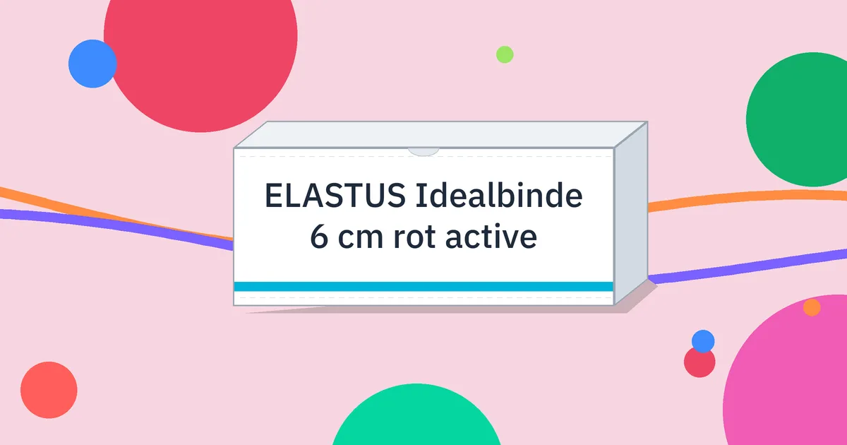 Symbolbild: Packung mit der Aufschrift ELASTUS Idealbinde 6 cm rot active (PZN 04839219) – Verfügbarkeit und Bezug in Apotheken in Frankfurt am Main