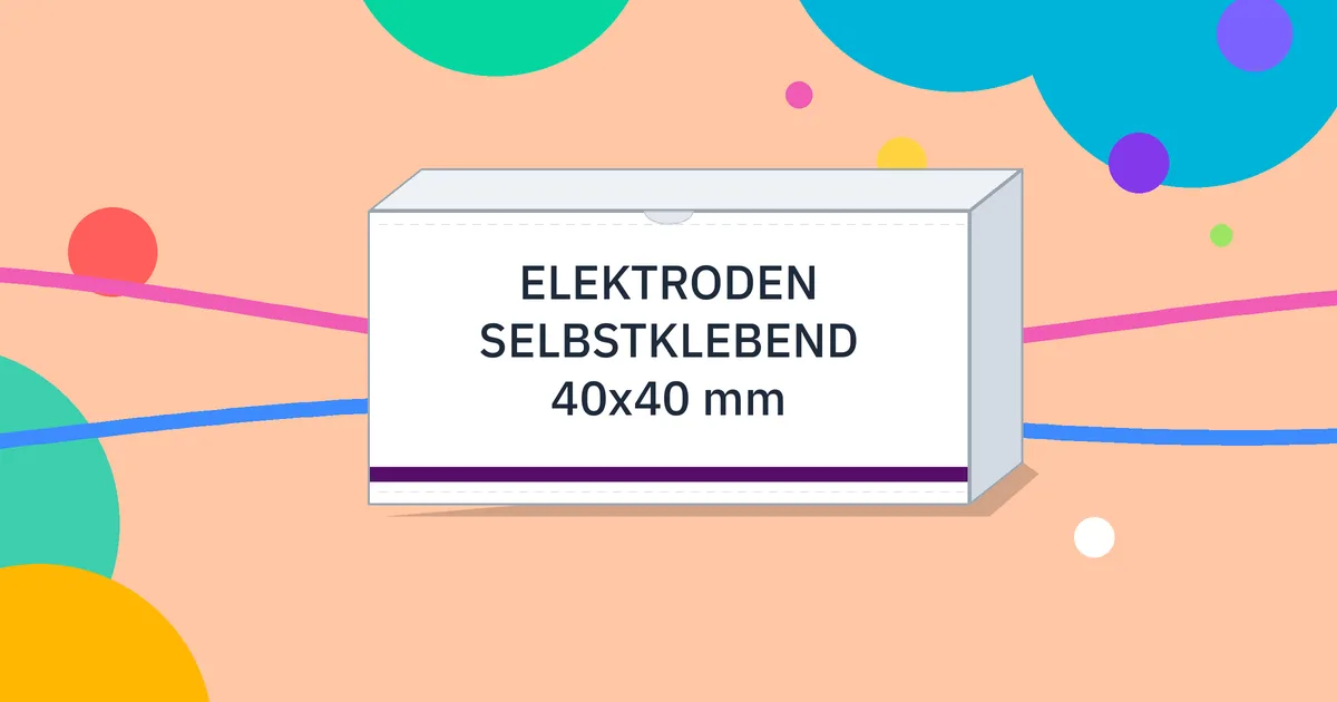 Symbolbild: Packung mit der Aufschrift ELEKTRODEN SELBSTKLEBEND 40x40 mm (PZN 04982454) – Verfügbarkeit und Bezug in Apotheken in Frankfurt am Main