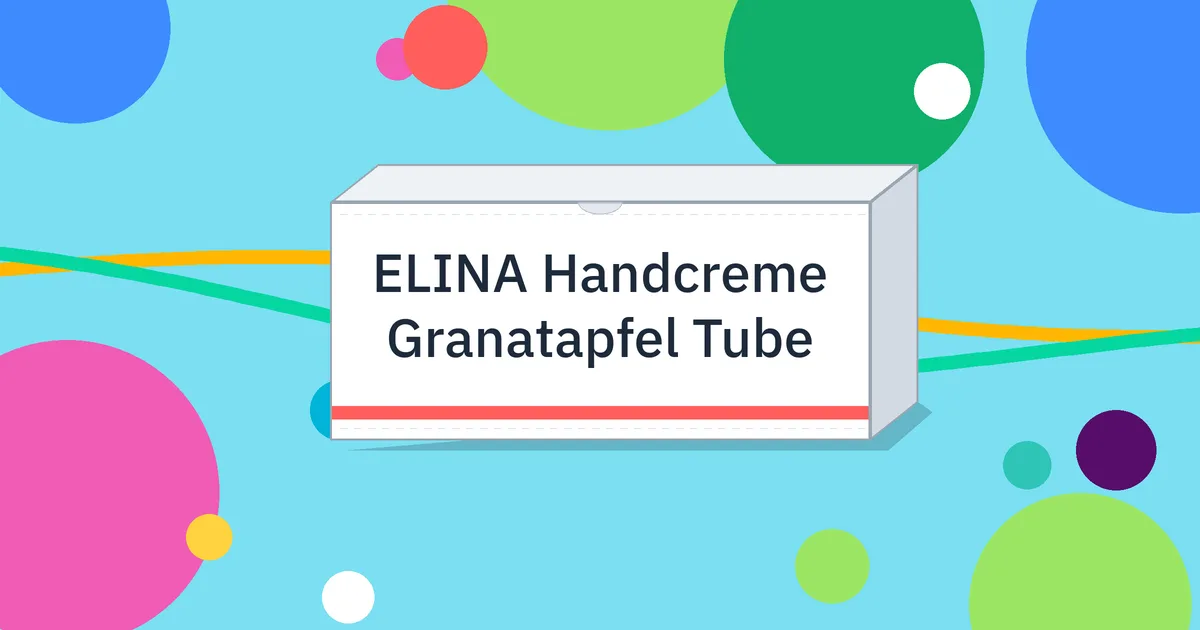 Symbolbild: Packung mit der Aufschrift ELINA Handcreme Granatapfel Tube (PZN 13834729) – Verfügbarkeit und Bezug in Apotheken in Frankfurt am Main