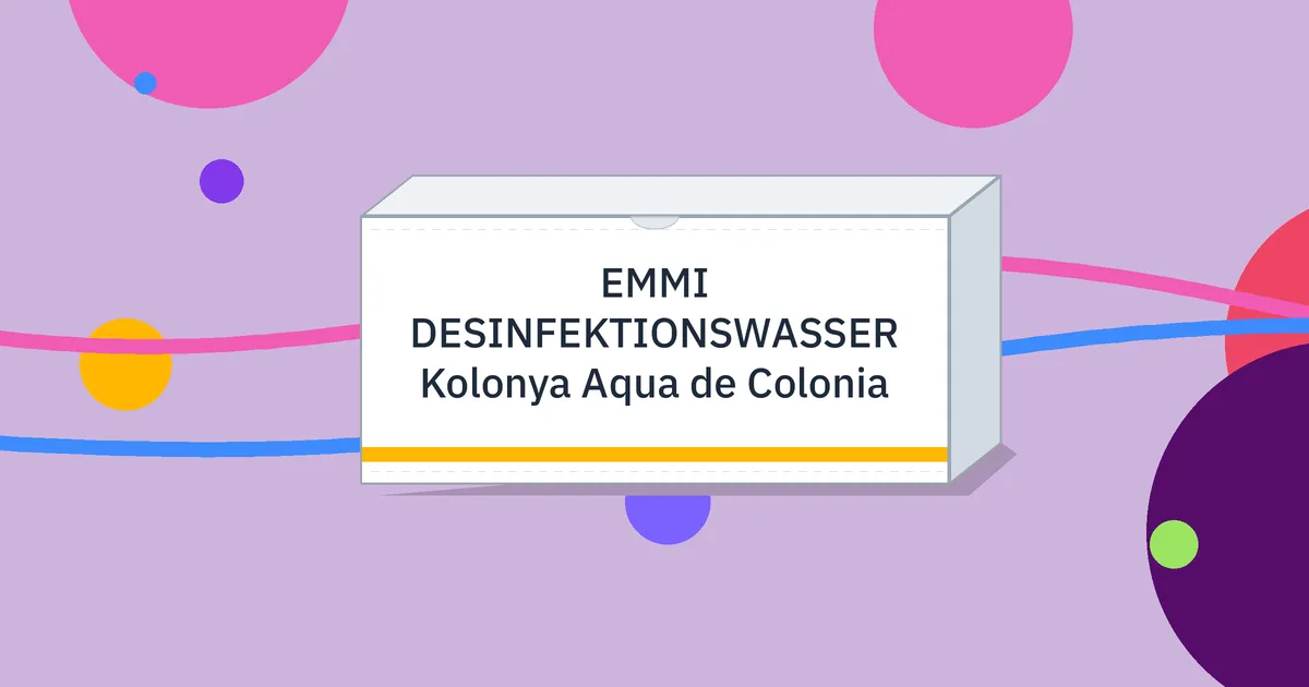 Symbolbild: Packung mit der Aufschrift EMMI DESINFEKTIONSWASSER Kolonya Aqua de Colonia (PZN 16654100) – Verfügbarkeit und Bezug in Apotheken in Frankfurt am Main