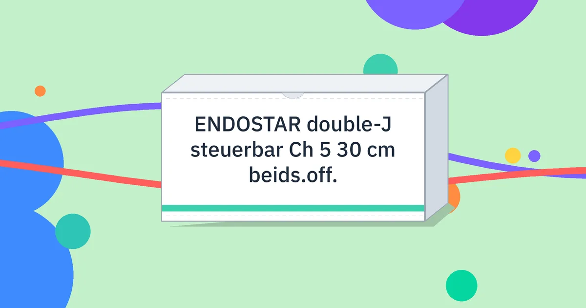 Symbolbild: Packung mit der Aufschrift ENDOSTAR double-J steuerbar Ch 5 30 cm beids.off. (PZN 00439670) – Verfügbarkeit und Bezug in Apotheken in Frankfurt am Main