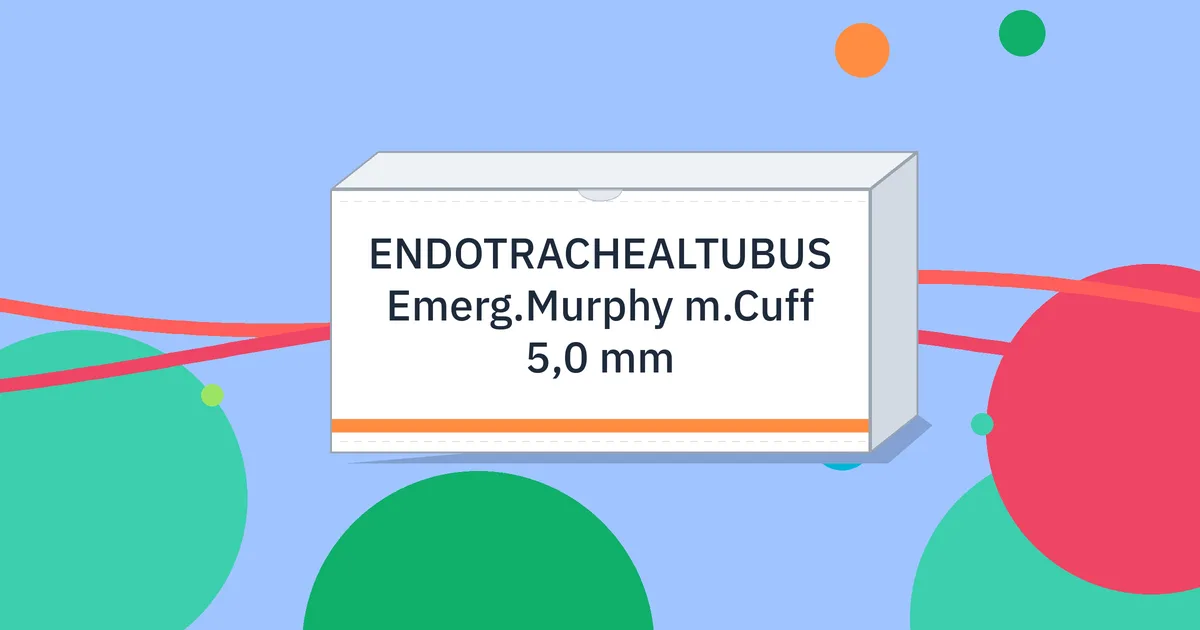 Symbolbild: Packung mit der Aufschrift ENDOTRACHEALTUBUS Emerg.Murphy m.Cuff 5,0 mm (PZN 07220207) – Verfügbarkeit und Bezug in Apotheken in Frankfurt am Main