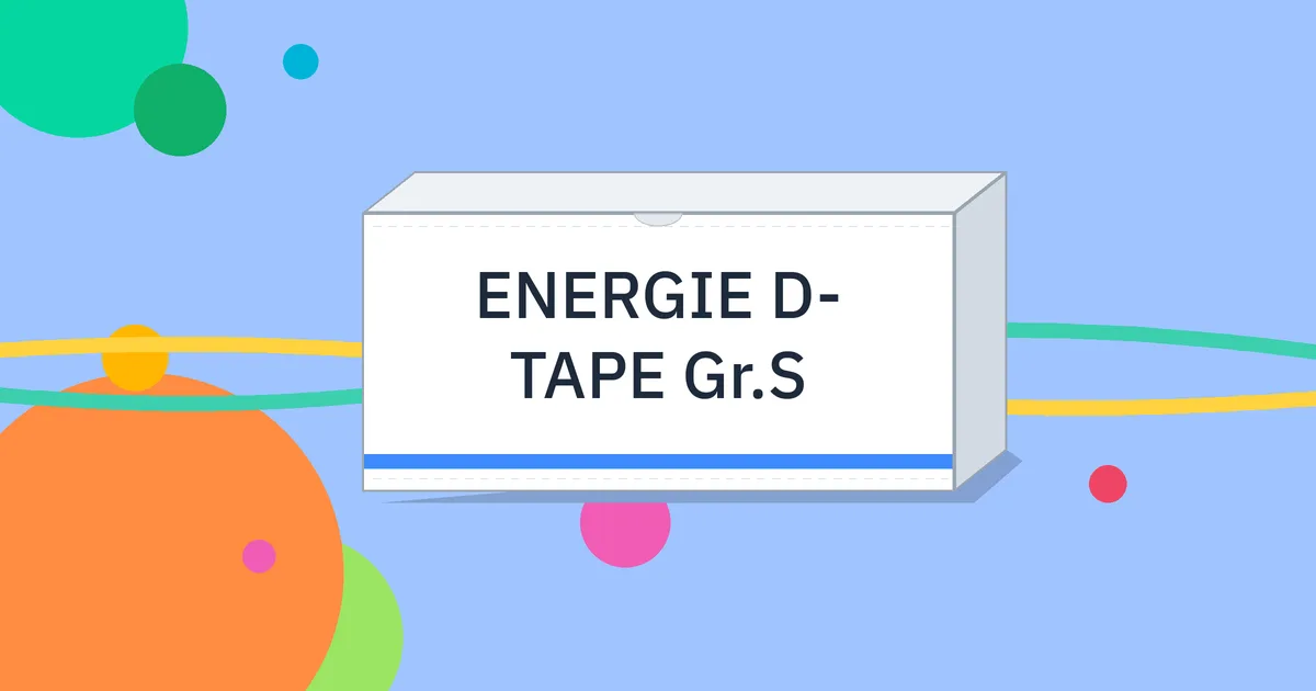 Symbolbild: Packung mit der Aufschrift ENERGIE D-TAPE Gr.S (PZN 20634149) – Verfügbarkeit und Bezug in Apotheken in Frankfurt am Main