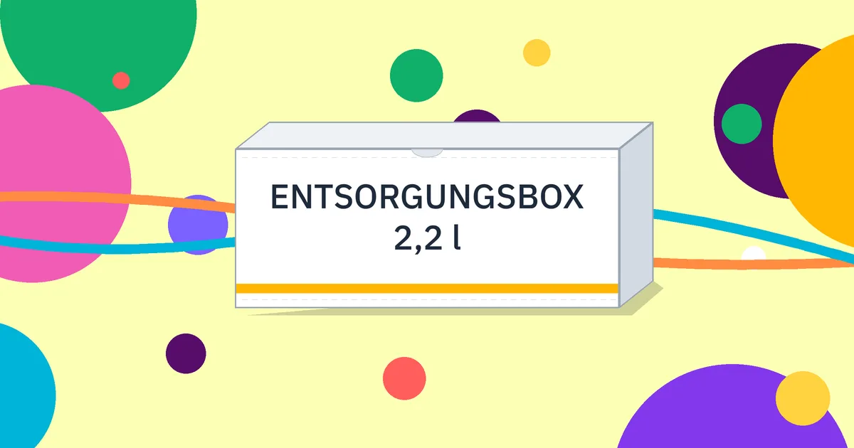 Symbolbild: Packung mit der Aufschrift ENTSORGUNGSBOX 2,2 l (PZN 03719677) – Verfügbarkeit und Bezug in Apotheken in Frankfurt am Main