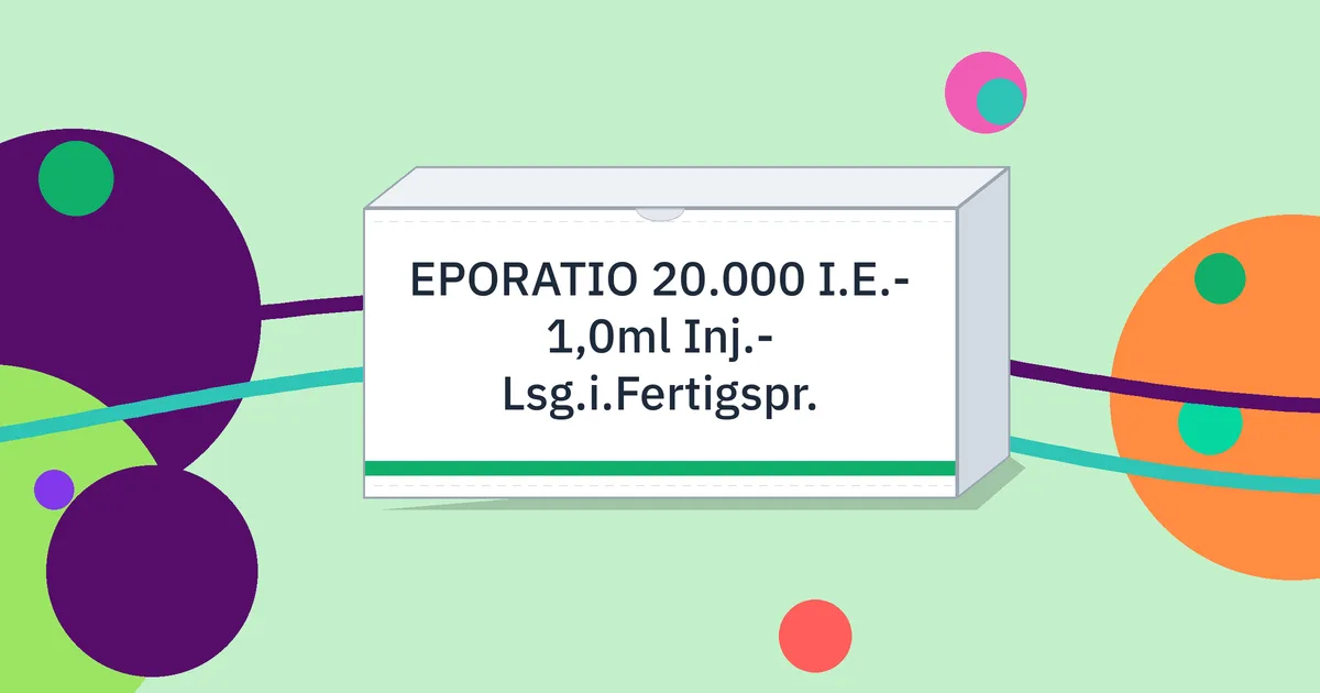 Symbolbild: Packung mit der Aufschrift EPORATIO 20.000 I.E.-1,0ml Inj.-Lsg.i.Fertigspr. (PZN 19665989) – Verfügbarkeit und Bezug in Apotheken in Frankfurt am Main
