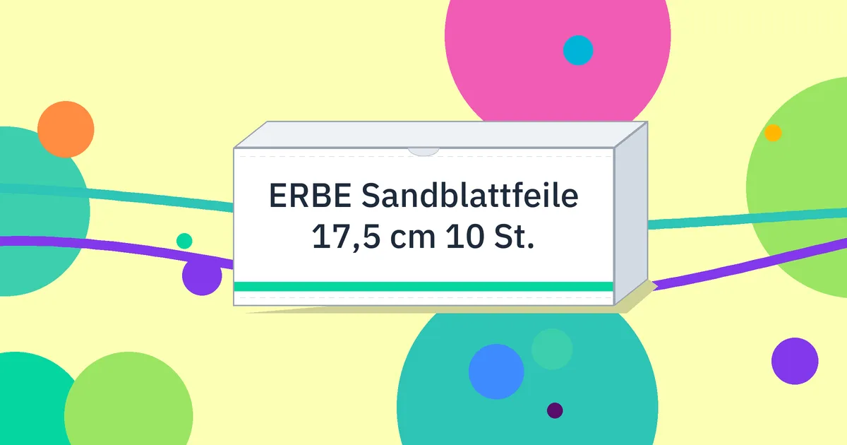 Symbolbild: Packung mit der Aufschrift ERBE Sandblattfeile 17,5 cm 10 St. (PZN 15733889) – Verfügbarkeit und Bezug in Apotheken in Frankfurt am Main
