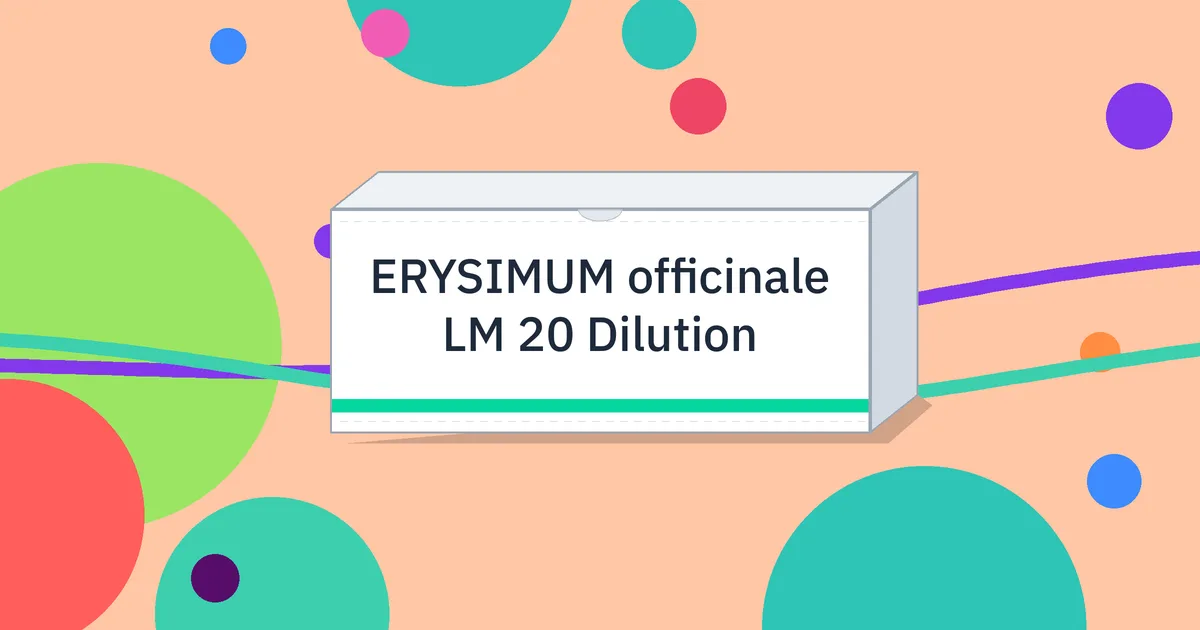 Symbolbild: Packung mit der Aufschrift ERYSIMUM officinale LM 20 Dilution (PZN 13479576) – Verfügbarkeit und Bezug in Apotheken in Frankfurt am Main
