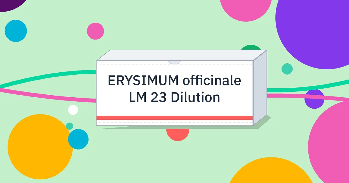 Symbolbild: Packung mit der Aufschrift ERYSIMUM officinale LM 23 Dilution (PZN 13479607) – Verfügbarkeit und Bezug in Apotheken in Frankfurt am Main