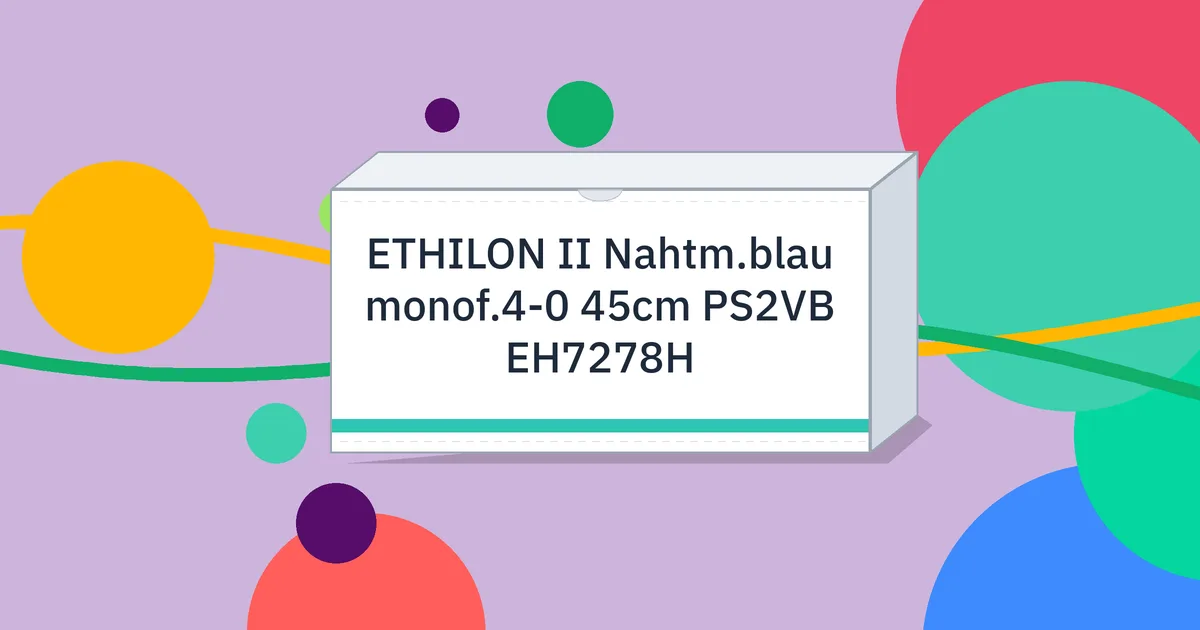Symbolbild: Packung mit der Aufschrift ETHILON II Nahtm.blau monof.4-0 45cm PS2VB EH7278H (PZN 16812786) – Verfügbarkeit und Bezug in Apotheken in Frankfurt am Main
