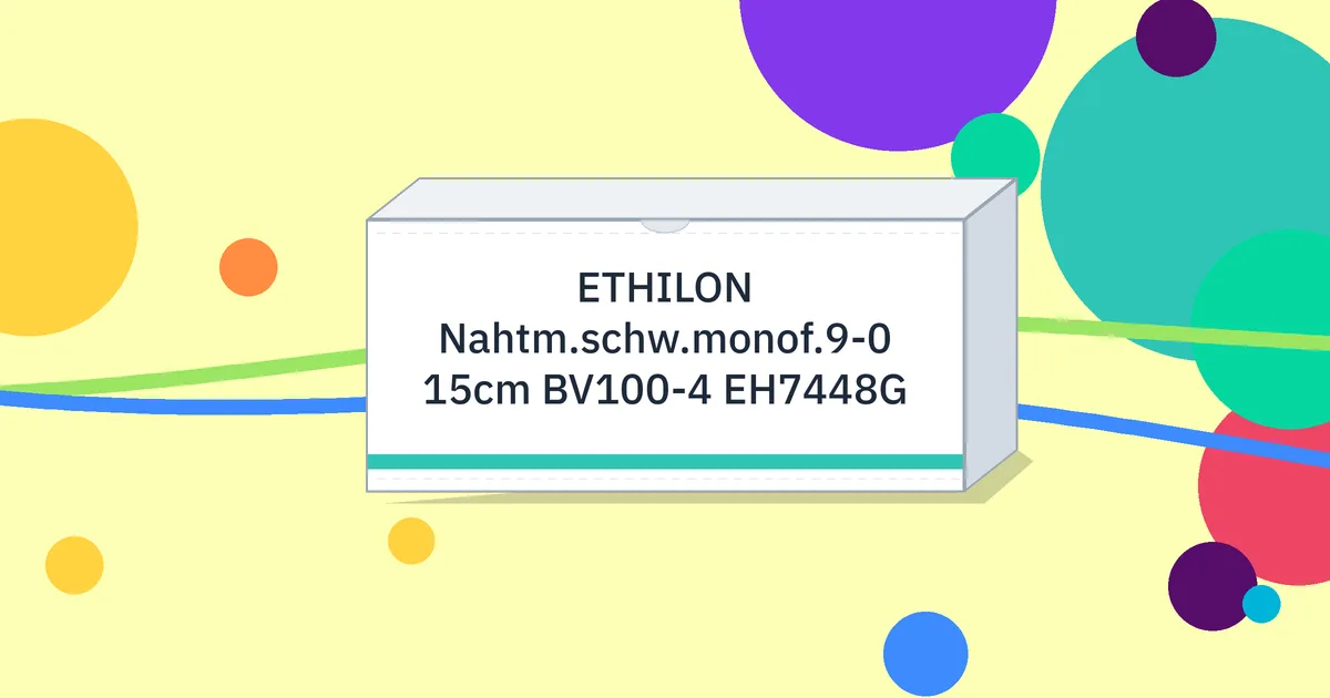 Symbolbild: Packung mit der Aufschrift ETHILON Nahtm.schw.monof.9-0 15cm BV100-4 EH7448G (PZN 16251425) – Verfügbarkeit und Bezug in Apotheken in Frankfurt am Main