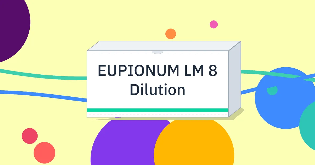 Symbolbild: Packung mit der Aufschrift EUPIONUM LM 8 Dilution (PZN 13483626) – Verfügbarkeit und Bezug in Apotheken in Frankfurt am Main