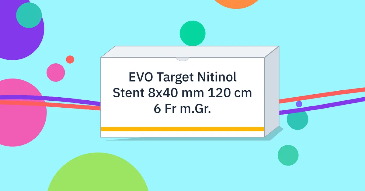 Symbolbild: Packung mit der Aufschrift EVO Target Nitinol Stent 8x40 mm 120 cm 6 Fr m.Gr. (PZN 00105087) – Verfügbarkeit und Bezug in Apotheken in Frankfurt am Main