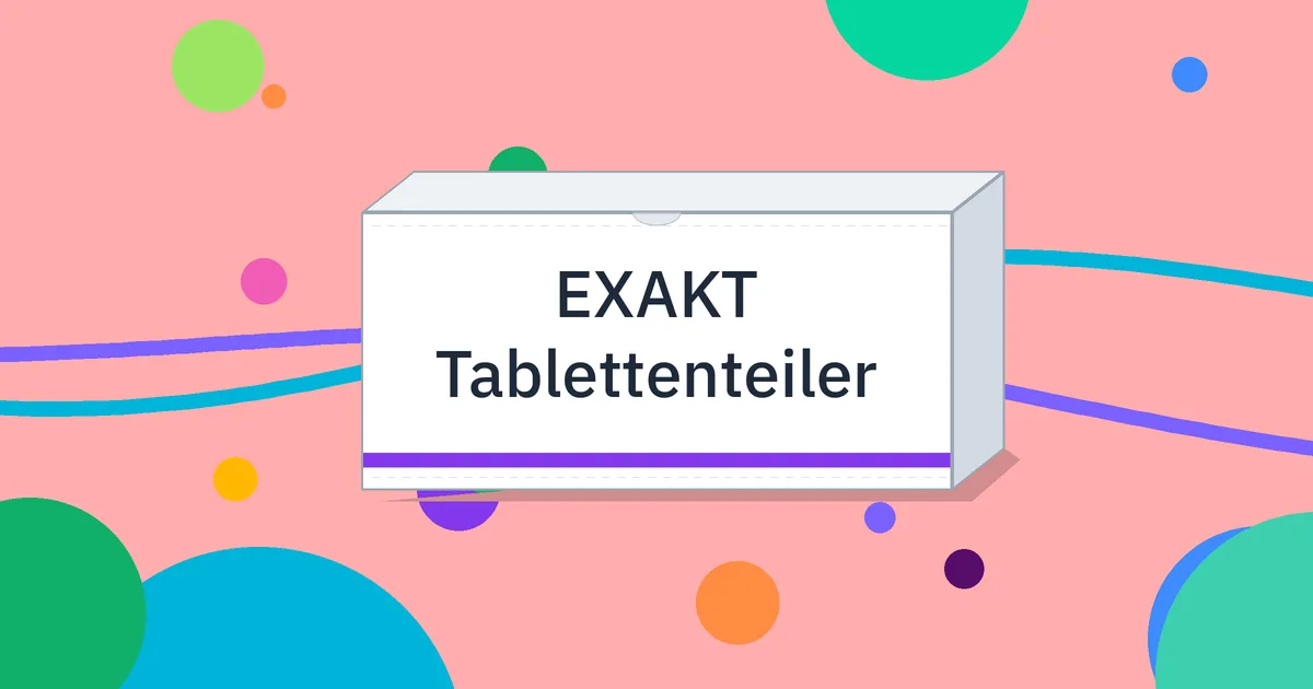 Symbolbild: Packung mit der Aufschrift EXAKT Tablettenteiler (PZN 03546722) – Verfügbarkeit und Bezug in Apotheken in Frankfurt am Main