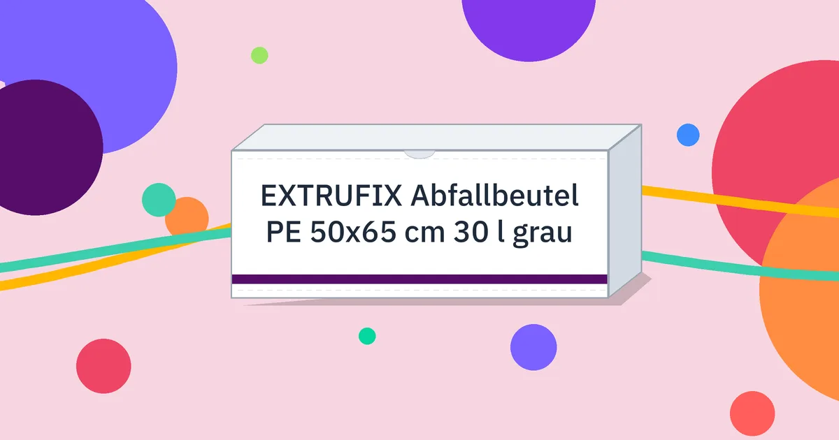 Symbolbild: Packung mit der Aufschrift EXTRUFIX Abfallbeutel PE 50x65 cm 30 l grau (PZN 01868491) – Verfügbarkeit und Bezug in Apotheken in Frankfurt am Main